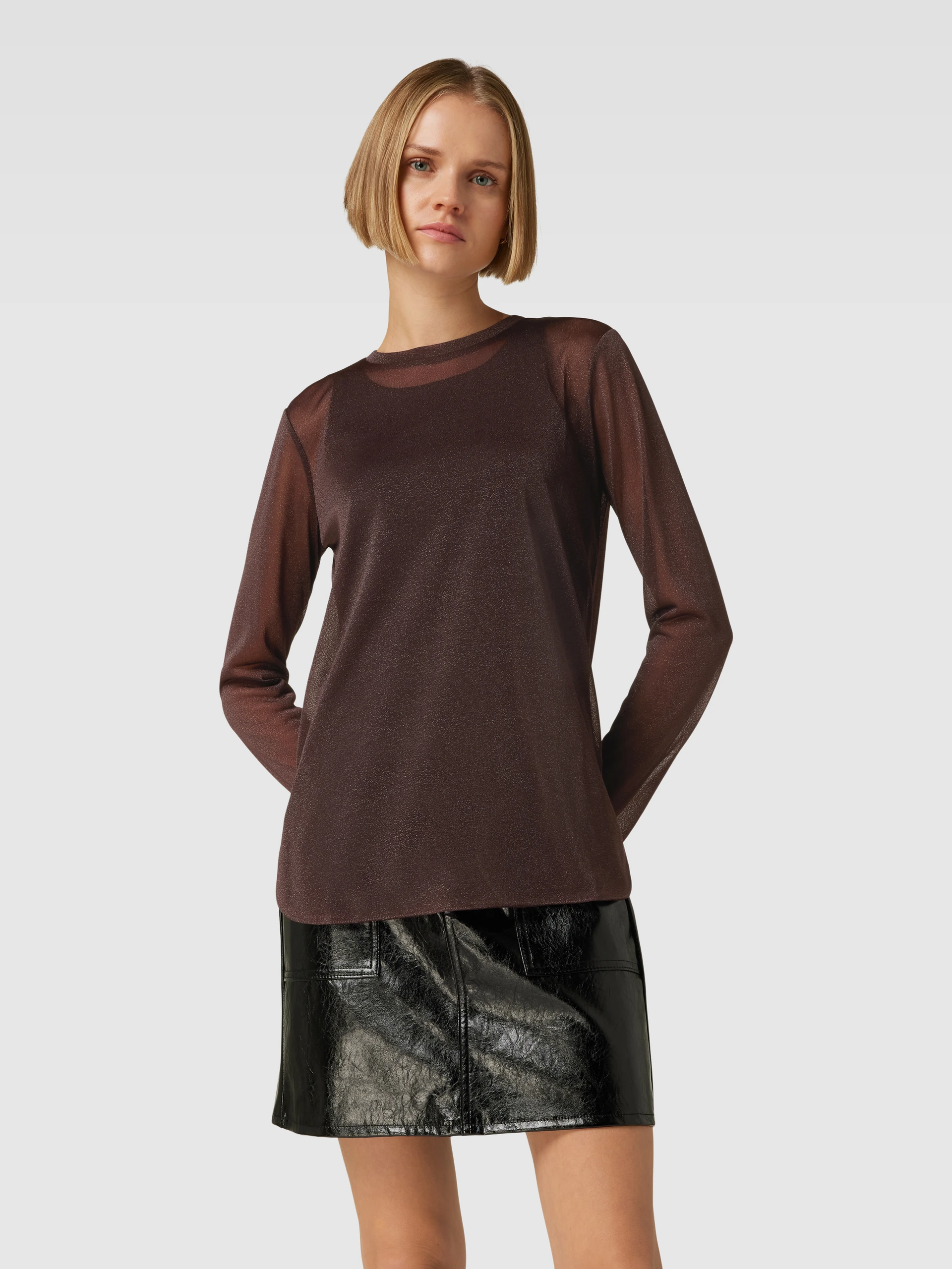 Brūns plāna auduma sieviešu tops ar mirdzumu - Sky&More